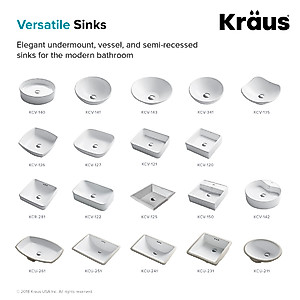 Kraus KCV-120 Square Ceramic Bathroom Sink, White, 15 Inch