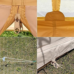 Dream House Outdoor Waterproof Cotton Canvas Family Camping Bell Tent (Beige Cotton Canvas Tent, Diameter 4 Meter)