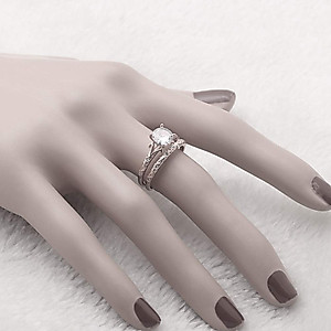 Lannelle Bridal Wedding Ring Set for Women Sterling Silver Unique Vine Setting Solitaire 1.25 Carat Cubic Zirconia Engagement and Band Black Tie Series by Ginger Lyne