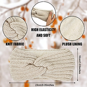 Warm Winter Headbands for Women Cable Crochet Turban Ear Warmer Headband Gifts with Plush, Kont Multicolour 1(4 Pack)