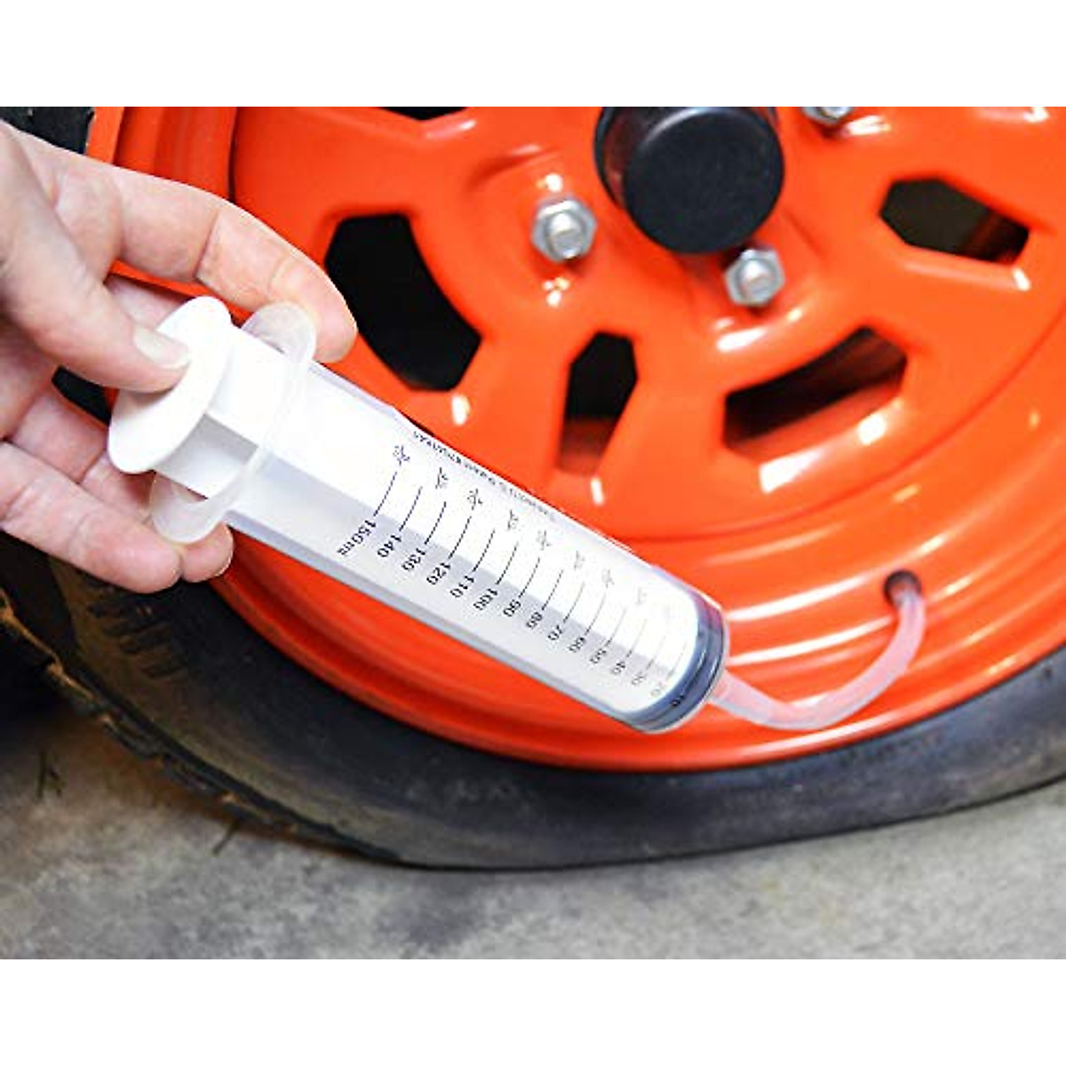 Lawn Mower Off-Road Tire Sealant - Flat Tire Protection Kit with Sealant Injector - 5-in-1 Tire Repair & Prevent Flat Tires caused by bead leaks, punctures, minor dry rot - Extend Tire Life