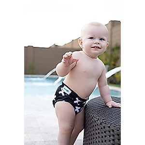 Cheeky Cloth One Size Reusable Swim Diaper (Black w/White X)