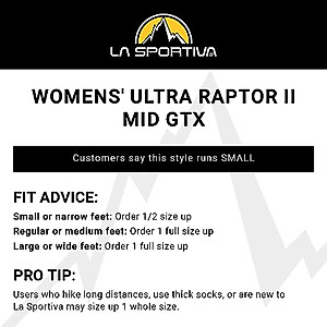 La Sportiva womens Ultra Raptor II Mid GTX Hiking Boots, Carbon/Topaz, 9.5