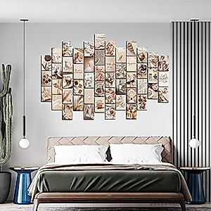 WOONKIT Beige Wall Collage Kit Aesthetic Pictures, Room Decor Aesthetic, Room Decor for Teen Girls, Photo Collage Kit for Wall Aesthetic, Room Decor for Bedroom Aesthetic, Trendy Teen, 50PCS 4X6 IN