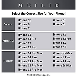 Meilib Holster for iPhone 15, 15 Pro 14, 14 Pro, 13, 13 Pro, 12, 12 Pro, Xs, XR, 11, 10, Cell Phone Belt Holder Case with Belt Clip ID Card Slot Pouch Cover (Fits Phone with Case on) Medium Black