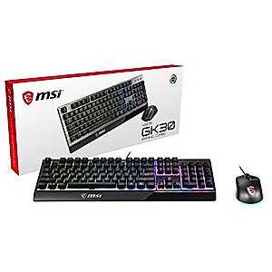 MSI Vigor GK30 Combo, 6-Zone RGB GK30 Gaming Keyboard & GM11 Gaming Mouse, Water Repellent & Splash-Proof, 5000 DPI