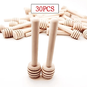 30 Pieces Honey Dipper Sticks, Lacitycover 3 Inch Mini Premium Wood Honeycomb Stick for Honey Jar Dispense Drizzle Honey and Wedding Party Favors Gift