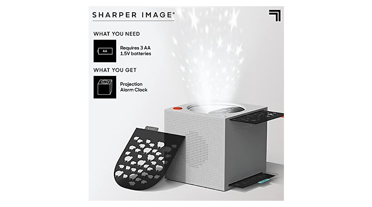 Sharper Image Projection Alarm Clock - Soothing Sounds & Lights