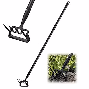 BsBsBest Hoe Garden Tools, Gardening Tools for Weeding, Stirrup Hoe Long Handle for Yard Weed Puller, Scuffle Hula Adjustable Weeding Loop Hoe for Lawn, Vegetable, Soil, Planting 37-62 Inch, Black
