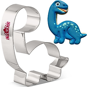 LILIAO Brontosaurus Cookie Cutter Cute Dinosaur Biscuit and Fondant Cutters for Kids - 3.7 x 4.1 inches - Stainless Steel