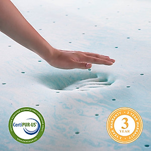 LINENSPA 2 Inch Gel Swirl Memory Foam Mattress Topper – Cooling Gel Infused – Pressure Relieving – CertiPUR Certified - Twin