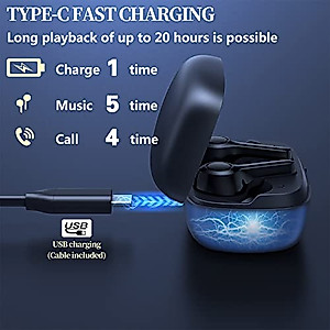 Bluetooth Earbuds,FreeFly Wireless Earbuds with Charging Case IPX6 Waterproof Bluetooth Headphones Bass Sound Earphones with Mics Touch Control in-Ear Headset for Sports/Working/Travel/Gym
