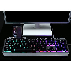 HJJWL Gaming Keyboard, USB Colorful Rainbow LED Backlit Wired Esport for Laptop/Notebook/Desktop PC (Black),Colour Name:Black (Color : Black)