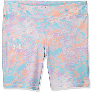 Under Armour Girls' HeatGear Armour Print Bike Shorts, Purple Note (523)/White, Youth Large