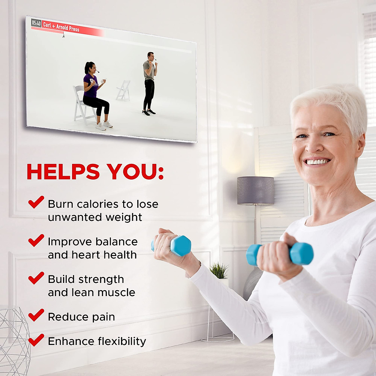 HASfit Exercises for Seniors DVD - 4 Discs - 16 Senior Workouts for Balance, Weight Loss, Flexibility, Cardio, Strength, Yoga Fitness, Seated Chair Exercise For Beginners, Elderly - 3 Programs