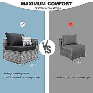 Vimstora 5 Pieces Outdoor Patio Sectional Furniture Set with Ottomans, Wicker Patio Furniture Conversation Sets Sofa for Backyard Garden Balcony Poolside,Waterproof, rain Cover