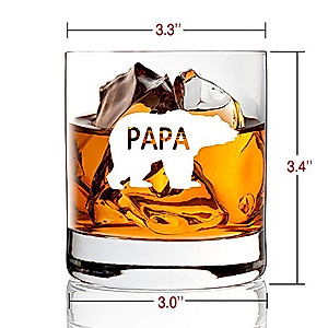 AGMdesign, Funny Papa Bear Whiskey Glasses Gift for Dad, Daughter, Son, Kids, Men's Birthday Gifts for Dad, Father's Day Gift