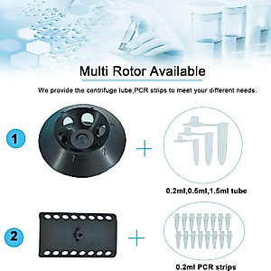 Mini Centrifuge Machine 𝟒𝟎𝟎𝟎𝐫𝐩𝐦, Mini Portable Desktop Centrifuge Laboratory, 110V Lab Benchtop Centrifuge, 2 Rotors for 2ml/1.5ml/0.5ml/0.2ml Centrifuge Tubes