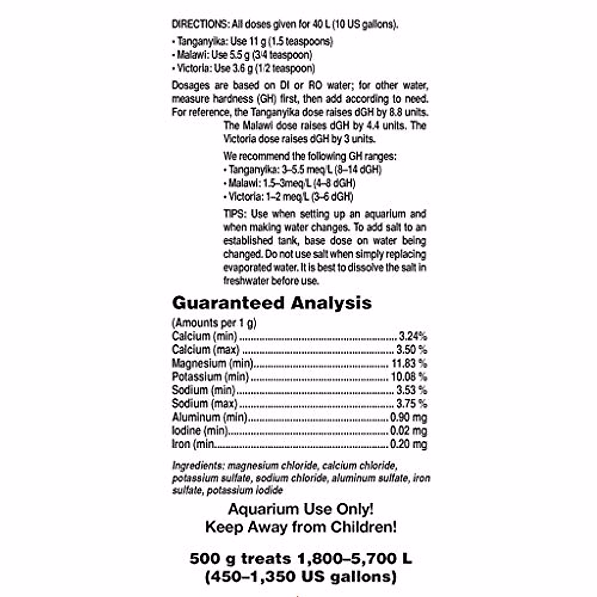 Cichlid Lake Salt, 500 g / 1.1 lbs