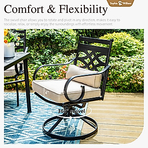 Sophia and William Outdoor Patio Dining Set for 4, Outdoor Table and Chairs, Removable Seat Cushions, Black 37" Patio Dining Table