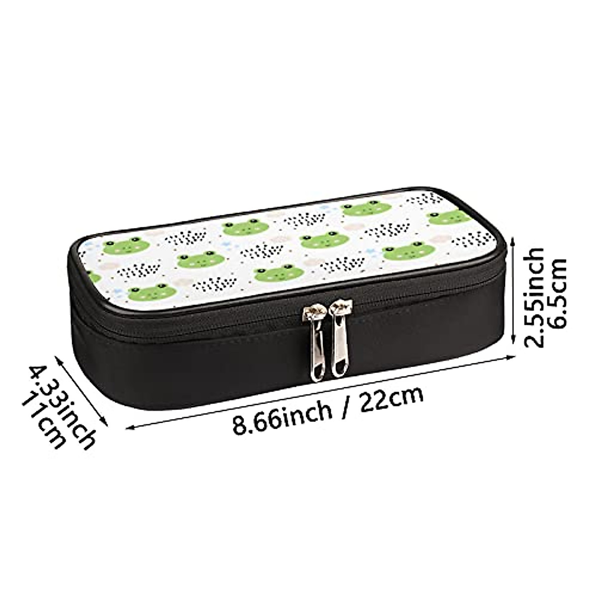 Frog Large Pencil Case Cute Frog Pen Box with Zipper Green for Kids Girls Boys Adults School Office College Makeup Cosmetic Bag Portable Storage Organizer