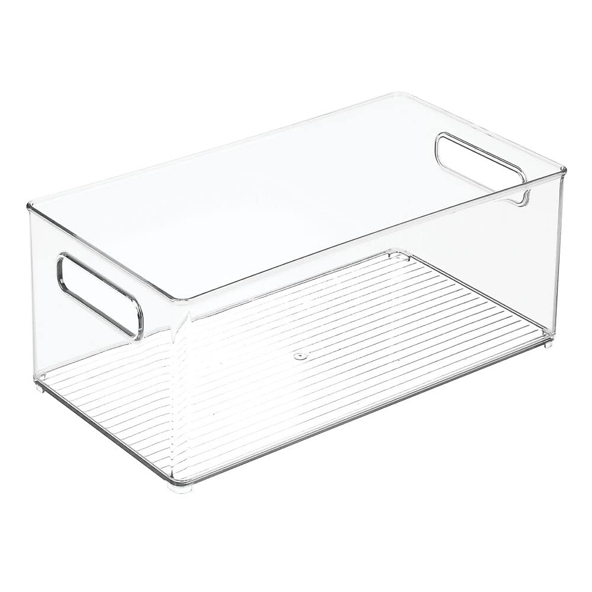 mDesign Deep Storage Organizer Container for Kids/Child Supplies in Kitchen, Pantry, Nursery, Bedroom, Playroom - Holds Snacks, Bottles, Baby Food, Diapers, Wipes, Toys - 14.5" Long, 2 Pack - Clear