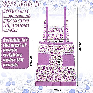 Zhanmai 3 Pieces Women Floral Aprons Kitchen with Pockets Soft Chef Aprons Girls Cooking Aprons for Cooking Gardening Size Small to Medium (Purple, Blue, Peach)