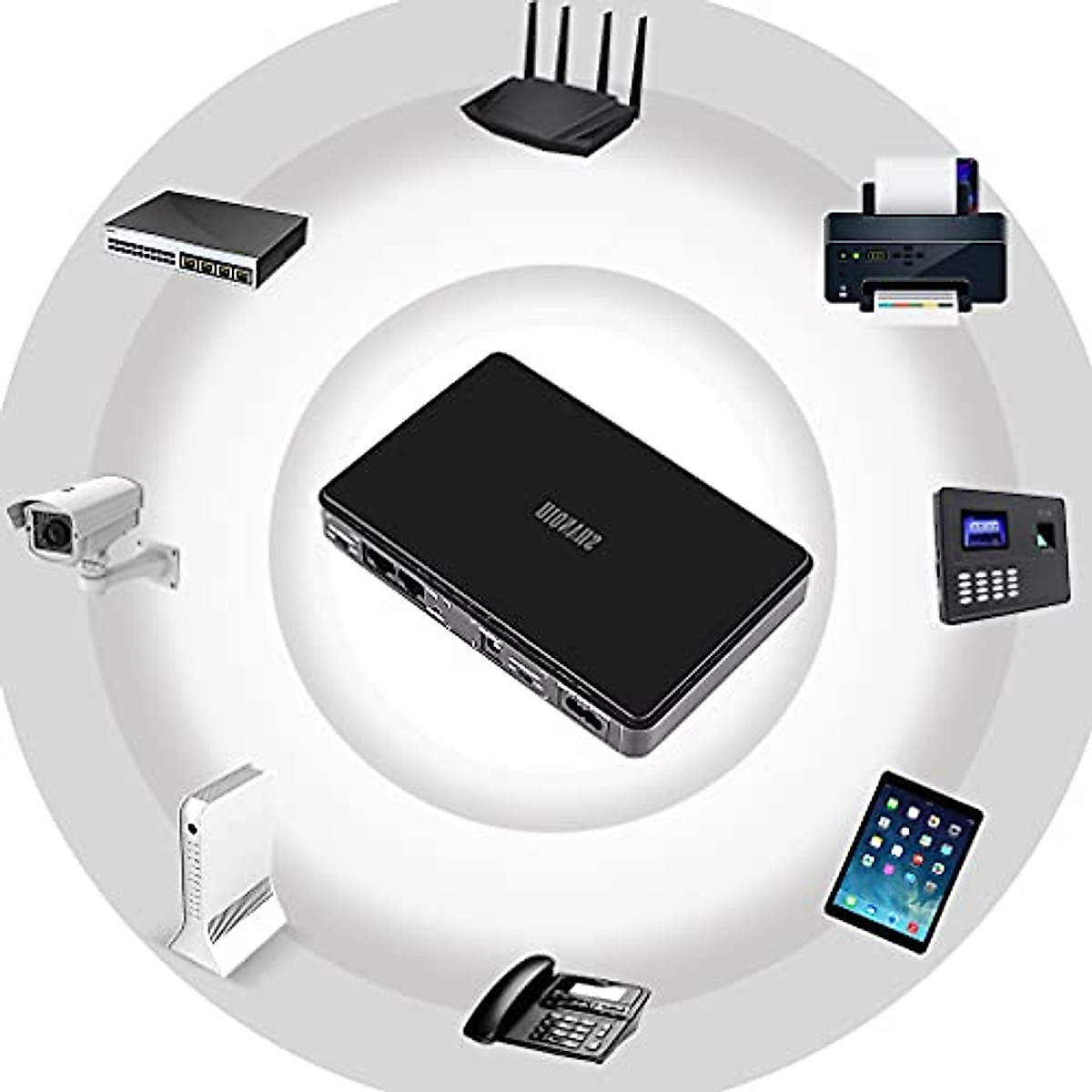 Mini UPS Battery Backup with Gigabit POE for Router, Modem, Security Camera, Input AC Output USB 5V DC 9V/12V DC 24V/48V POE (1000Mbps)