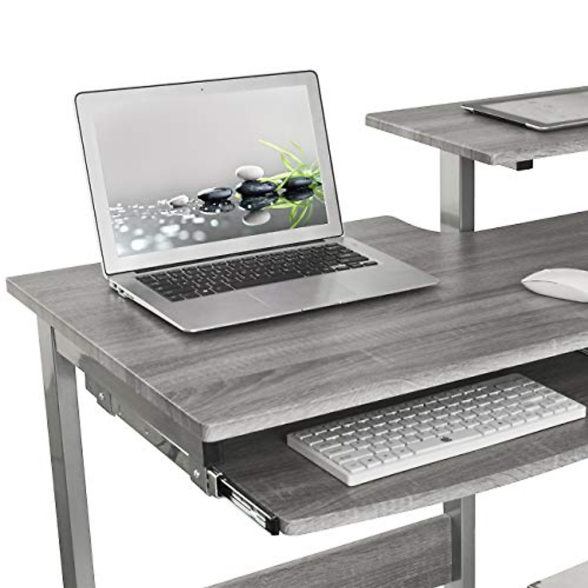 Techni Mobili Complete Computer Workstation Desk, Gray, 37.75" W x 22" D x 35" H