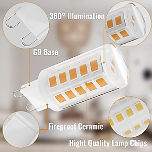 Luckystyle G9 LED Bulb,4W Led G9 Light Bulbs for Chandelier Lighting,Soft Warm White 2700k Bulb 120V 450LM,No-Flicker 360° Beam Angle,Ceramic Bi Pin Base,Led G9 Bulbs for Home Lighting Bathroom 6 Pack