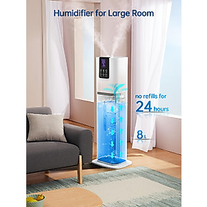Smart Humidifiers for Bedroom Large Room,(8L) 2.1Gal Cool Mist Top Fill Diffuser Ambient Light, WIFI App & Remote Control, 3 Mist Modes, 12H Timer, 35dB Quiet Humidifier for Home Office Plant