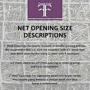 Freedom Feeder Mesh Net Full Day Slow Horse Feeder — Designed to Hold 30 lbs/4 Flakes of Hay and Feed Horse All Day — Reduces Horse Feeding Anxiety and Behavioral Issues