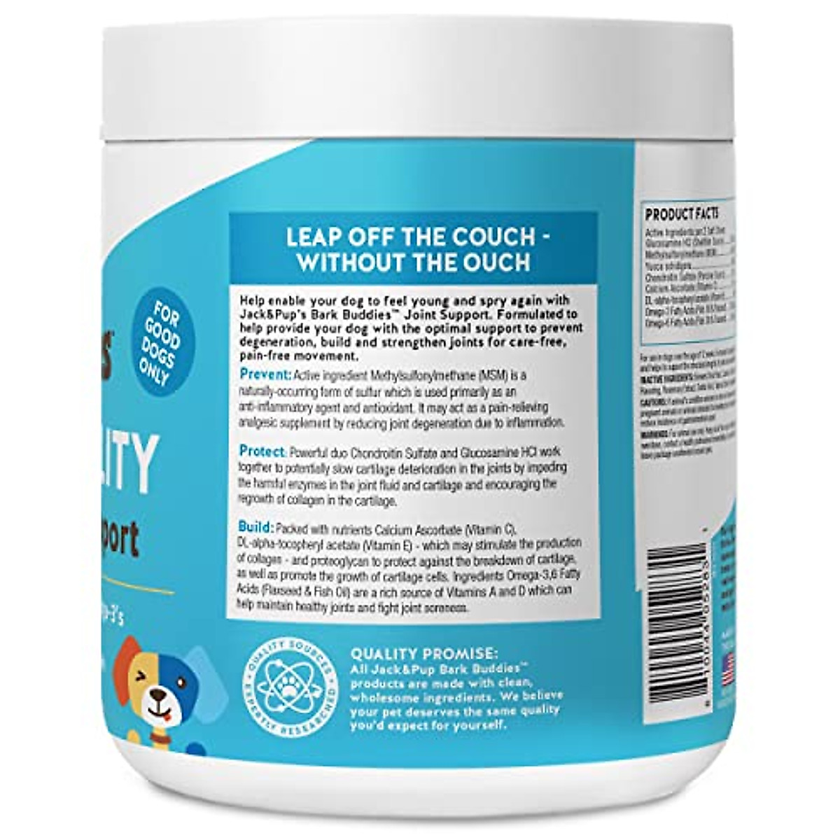 Jack&Pup Glucosamine for Dogs Hip and Joint Supplement (Dogs Up To 39 lbs) Flex-Agility Bark Buddies, Dog Arthritis Supplement, Hip and Joint Supplement Dogs - Dog Joint Chews, Glucosamine Dogs (60ct)