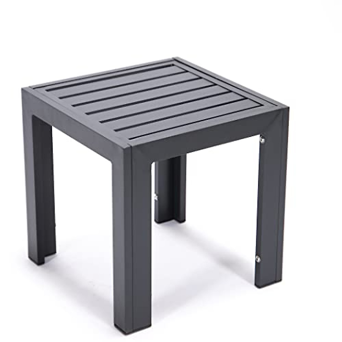 LeisureMod Chelsea Modern Weather Resistant Aluminum Side Square End Table for Patio Lawn Garden Balcony Yard & Porch, Black