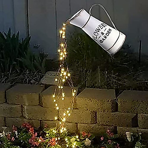 soltuus Solar Watering Can with 6.6ft Cascading Lights, Including Metal Watering Can and 180 LED Solar Powered Waterfall Lights, Christmas Gift for Mom, Decorative for Outdoor Garden Patio