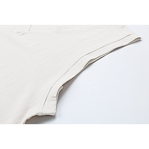 utcoco Men's Cotton Linen Tank Top Solid Color V-Neck Cut Off Tee Summer Beach Sleeveless Shirts for Men (L, White)