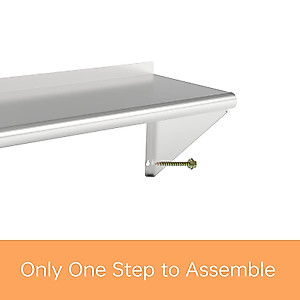 ERUPTA 12 x 24 inches 250 lb, Stainless Steel Wall Mount Floating Shelving, Commercial Stainless Steel NSF Shelf for Restaurant Kitchen, Home Kitchen, Hotel, Food Truk, Garage