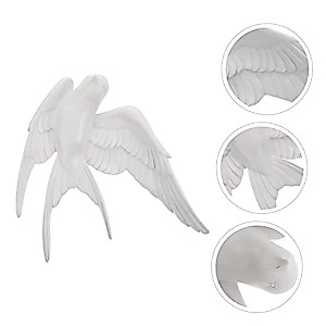 Metal White Sparrow Wall Decor: Large Flying Bird Wall Art Swallow Wall Mount Hanging Figurine 3D Aninal Sculptures for Garden Home Bedroom Living Room