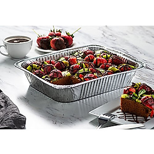 [30 Pack - 9"x13" Combo] Basix Disposable Aluminum Foil Meal Prep Cookware Half Size Containers With Foil Lids, Oven, Toaster, Grill, Cooking, Roasting, Broiling, Baking, Event, Take Out, Restaurant