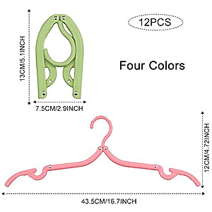 Foldable Travel Hanger 12 Pcs Portable Folding Clothes Hangers Non-Slip Lightweight Portable Coat Hanger