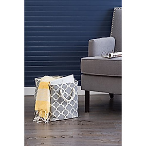 DII Polyester Container with Handles, Lattice Storage Bin, Large, Gray