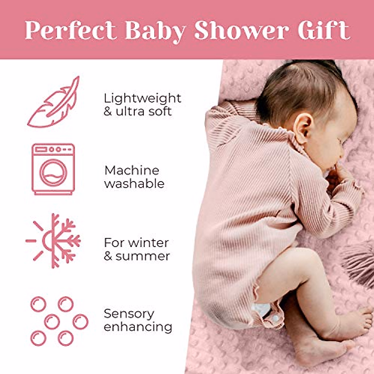 berry bebe Personalized Baby Blankets with Name, Newborn Baby Girl Gifts, Custom Baby Name Blanket, Plush and Cozy Minky, Baby Gifts for Newborn, Customized Pink Blanket for Baby Girl