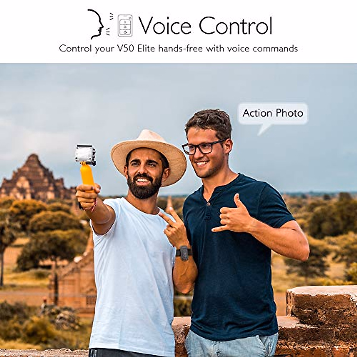 AKASO V50 Elite 4K60fps Touch Screen WiFi Action Camera Voice Control EIS Web Camera 131 feet Waterproof Camera Adjustable View Angle 8X Zoom Remote Control Sports Camera with Helmet Accessories Kit