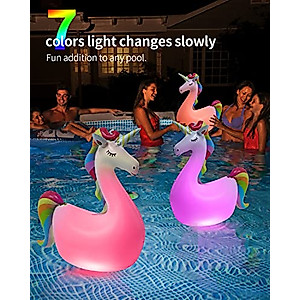 LOGUIDE Floating Pool Lights,Unicorn Pool Party Decorations,2 Pcs Solar Pool Lights Waterproof,Inflatable Pool Lights That Float for Pool Gifts Spa Patio Wedding Party Christmas Decor
