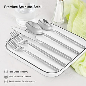 Silverware Set 20-Piece Stainless Steel Flatware Cutlery Set Service for 4, Tableware Utensils Set Includes Knife/Spoon/Fork for Kitchen Home Restaurant Gift, Mirror Polished, Dishwasher Safe Silver