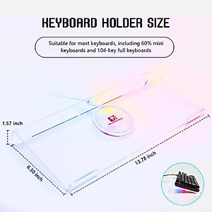 SELORSS Acrylic Computer Keyboard Holder,366 Kinds RGB Compact Keyboard Tray,Gaming Keyboard USB Interface Titled Keyboard Stand Ergonomic Typing,Clear Keyboard Riser for Office Desk,PC,Gaming.