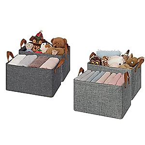 GRANNY SAYS Bundle of 2-Pack Closet Bins with Metal Frame & 2-Pack Rectangle Fabric Storage Bins
