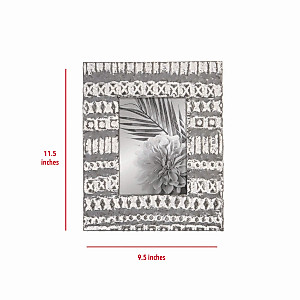 Foreside Home and Garden 5 x 7 inch Decorative Distressed Whitewashed Metal Pattern Picture Frame, 5x7, Gray