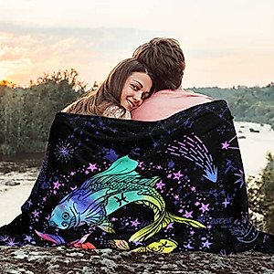Pisces Constellation Blanket Zodiac Sign Throw Blanket Astrology Flannel Throw Blanket Constellation Gifts Blanket for Women Men 60"X50"