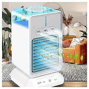 4 In 1 Mini Air Conditioner, 3 Wind Speeds,3 Spray Modes,4 In 1 Air Coooler 2/4 H Timer,120° Oscillating Room Air Conditioner Uk for Home Office